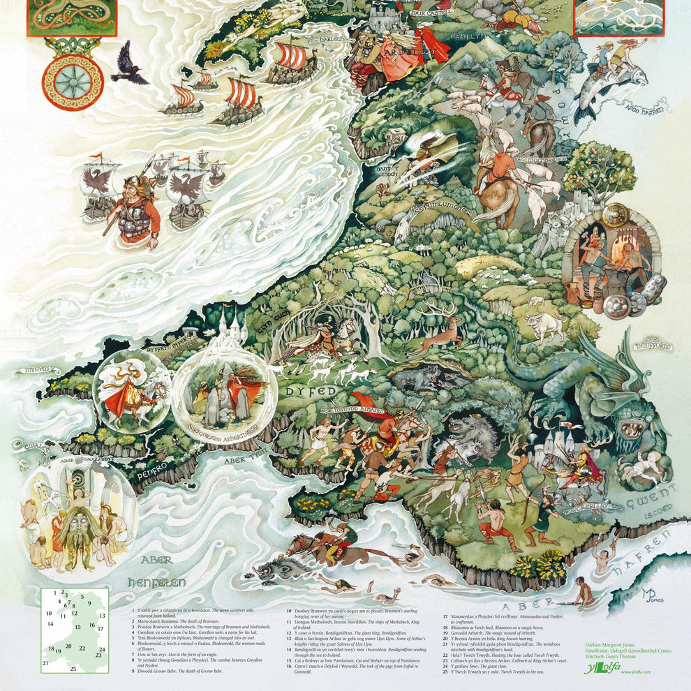 Poster - Cymru - Mabinogion / Mabinogi Map – The Welsh Gift Shop