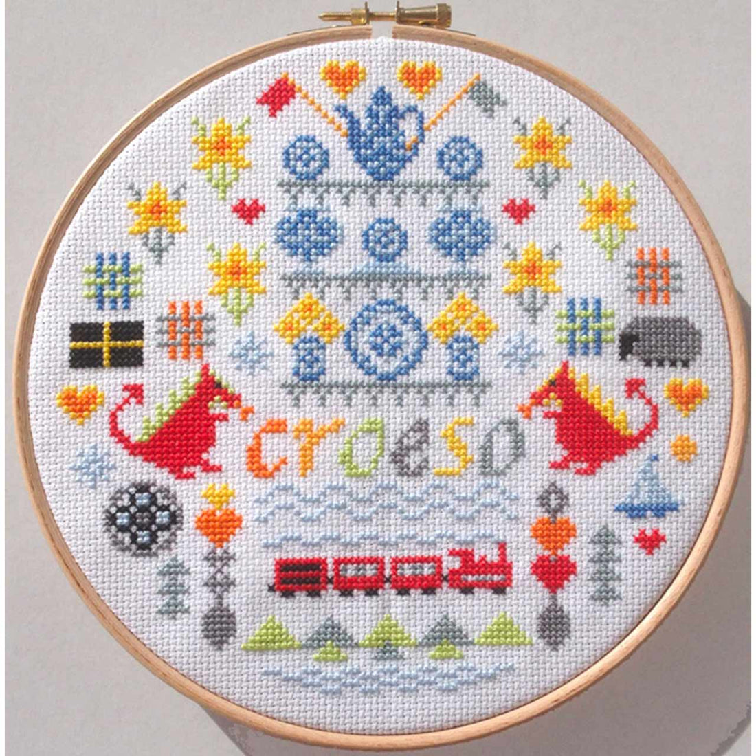 Cross Stitch Hoop Kit - Welsh - Welcome / Croeso – The Welsh Gift Shop