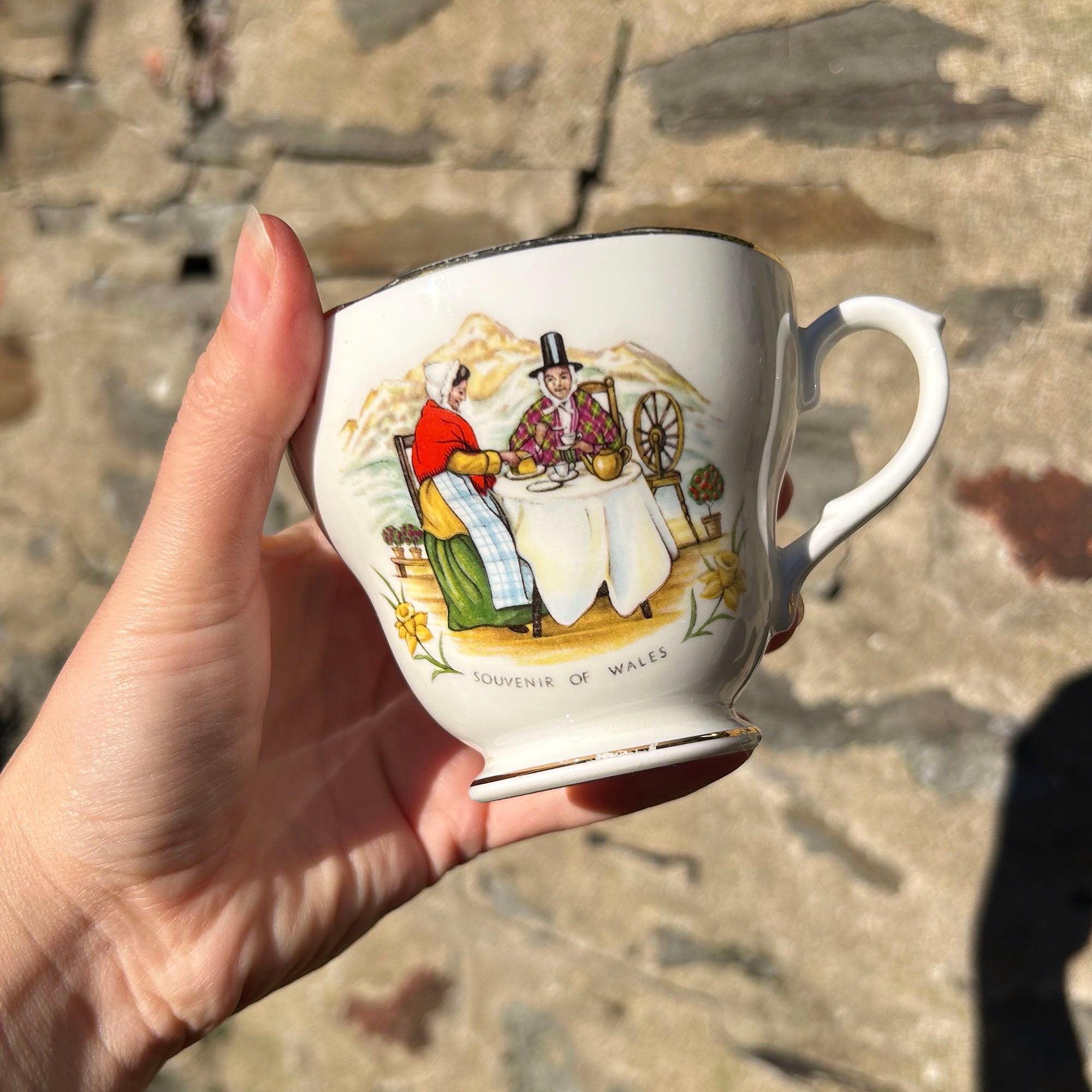 Cup & Saucer - Welsh Ladies - Souvenir of Wales / Aberystwyth (Prelove ...
