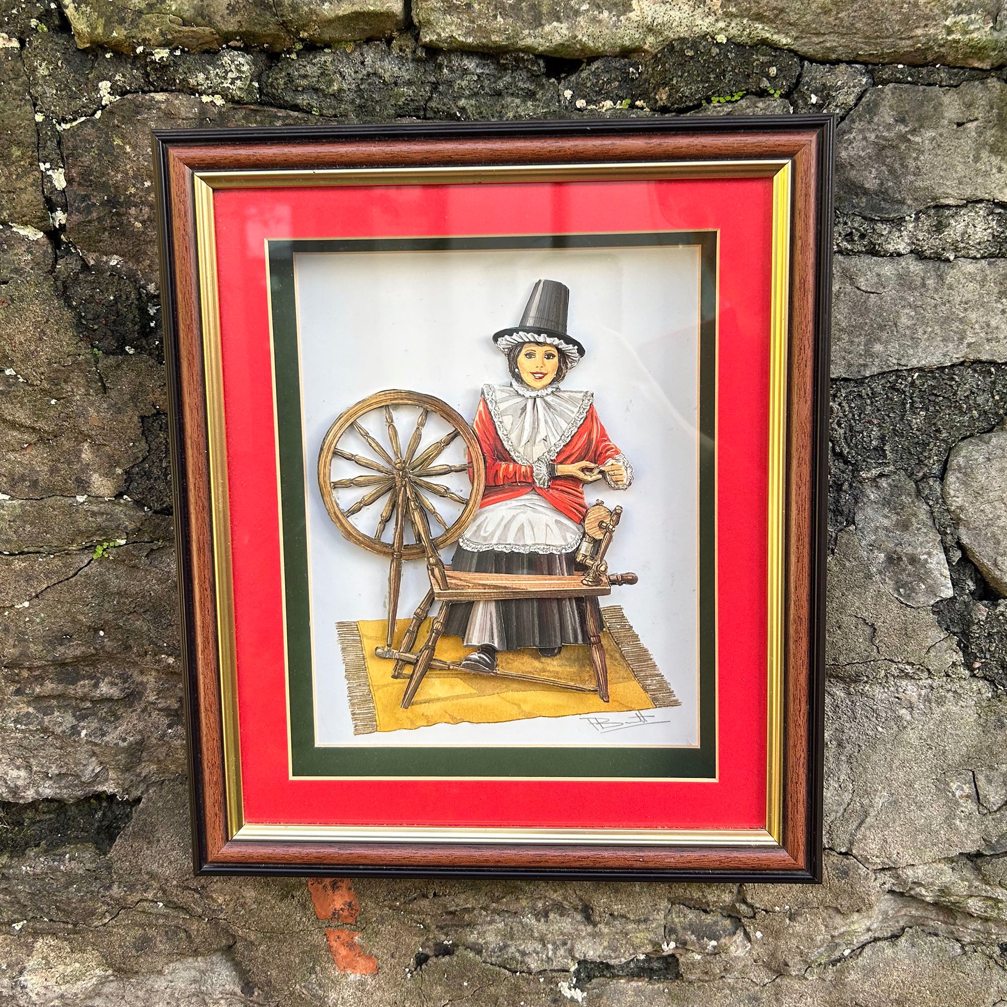 Framed 3D Print / Shadow Box - Welsh Lady Spinning Wheel (Preloved ...