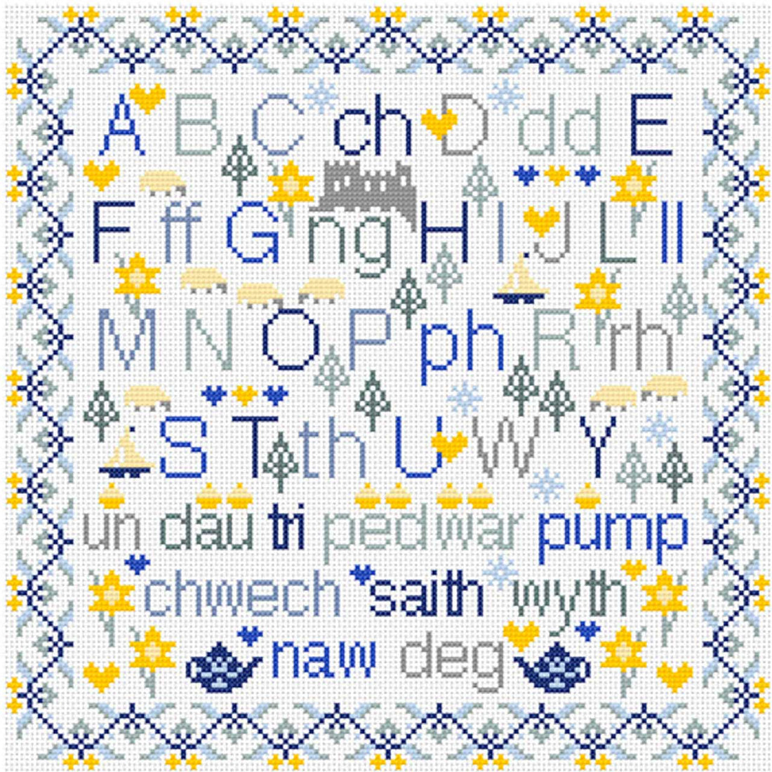 Cross Stitch Kit - Welsh Alphabet and Numbers Sampler – The Welsh Gift Shop