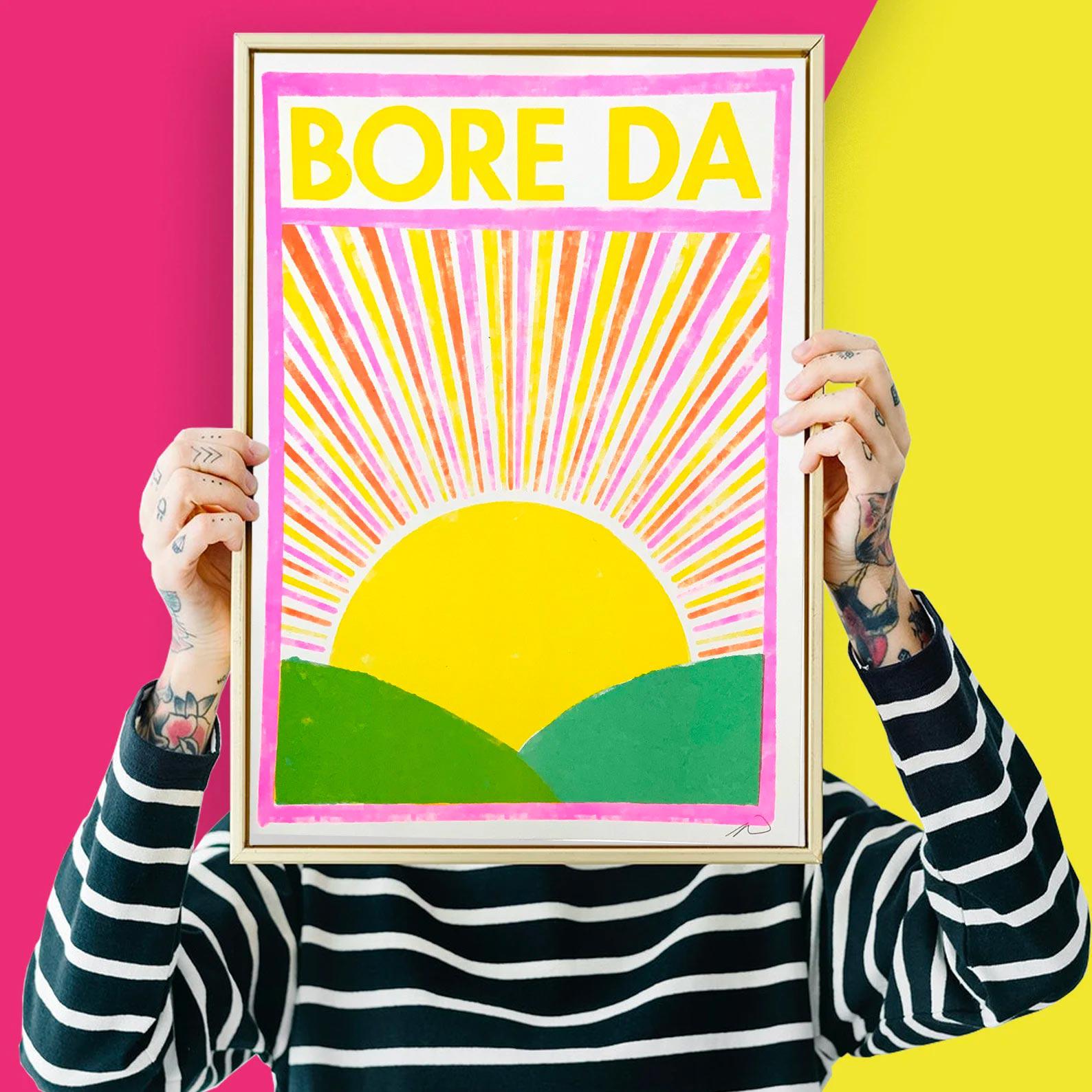 Art Print - Risograph - Bore Da / Good Morning - A3 – The Welsh Gift Shop