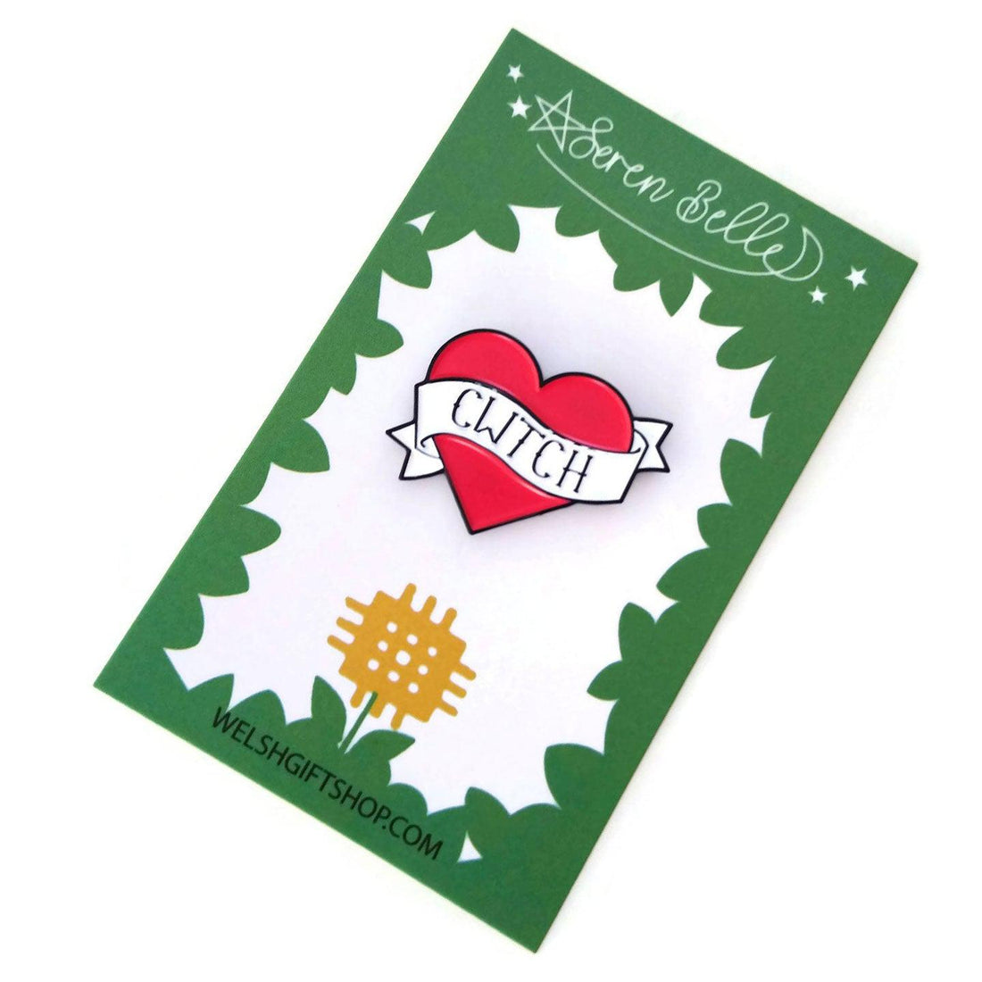 Brooch / Badge / Pin - Enamel - Heart - Cwtch / Cuddle