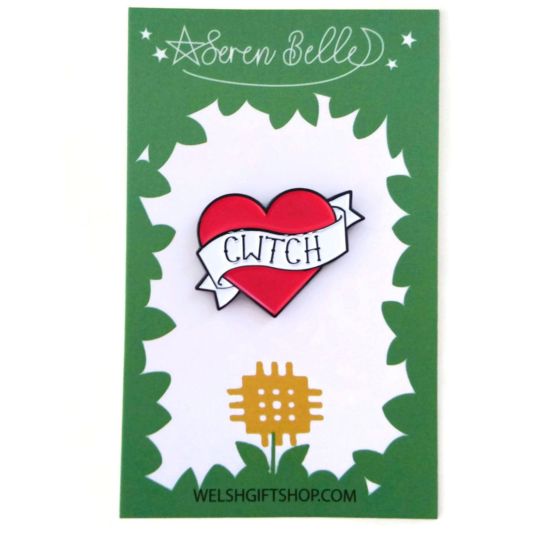 Brooch / Badge / Pin - Enamel - Heart - Cwtch / Cuddle